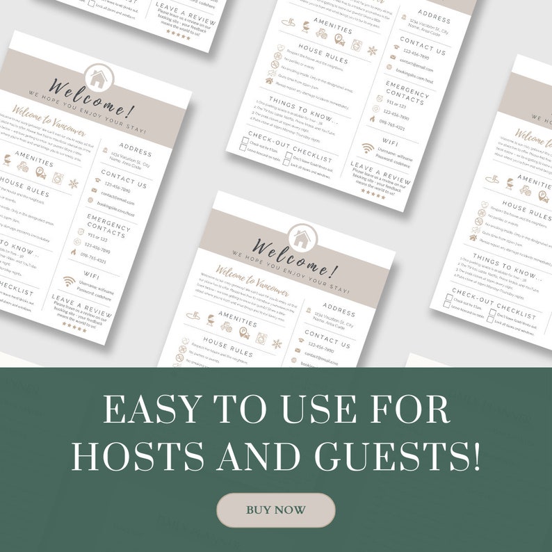 Airbnb Welcome Sign | Guest Arrival Poster | Wifi Info Sheet | Airbnb ...