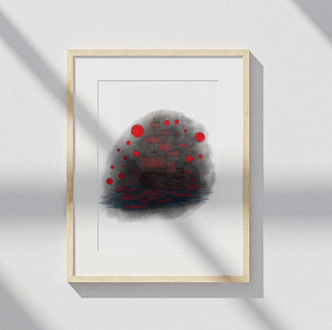 Red Water | Pirate Ship Art Print - Etsy