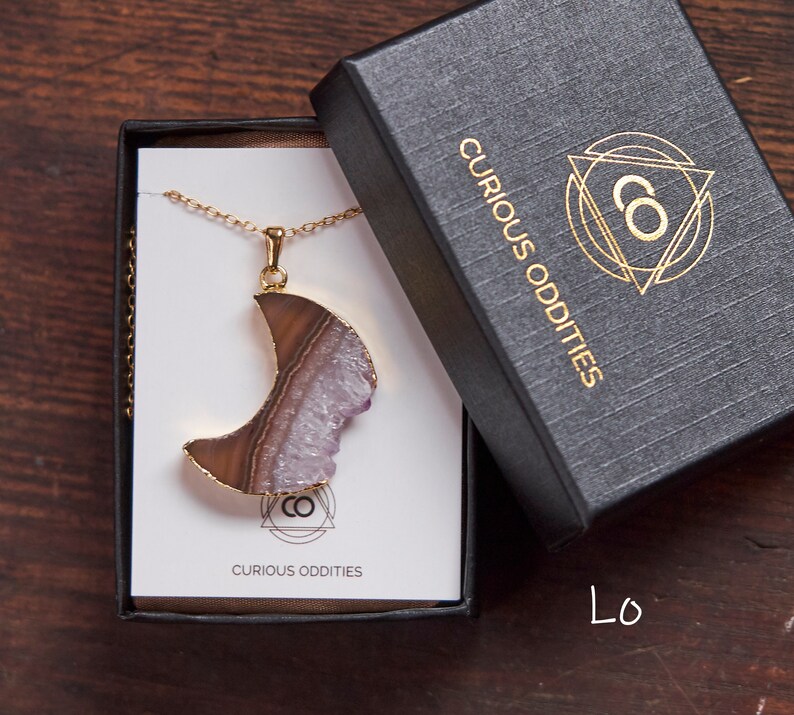 Moon necklace Amethyst necklace Celestial jewelry Moon | Etsy