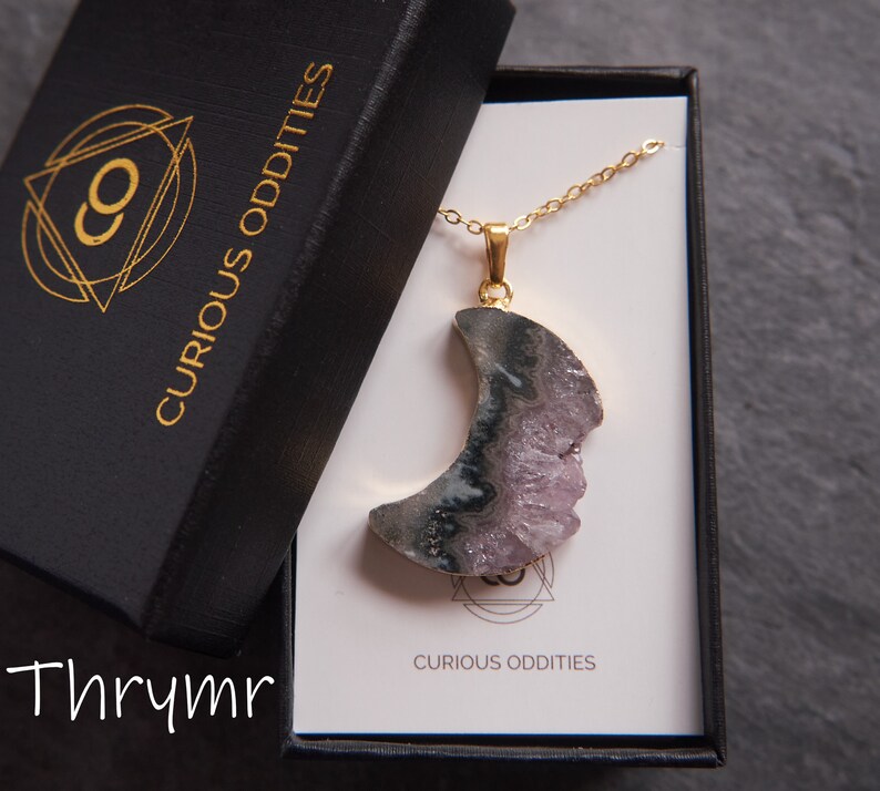 Moon Necklace Amethyst Necklace Celestial Jewelry Moon - Etsy