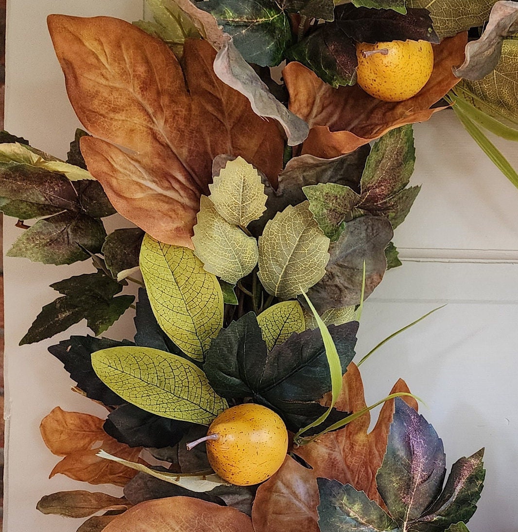 Front Door Autumn Pear Wreath, Farmhouse Fall Decor, Thanksgiving Gift ...