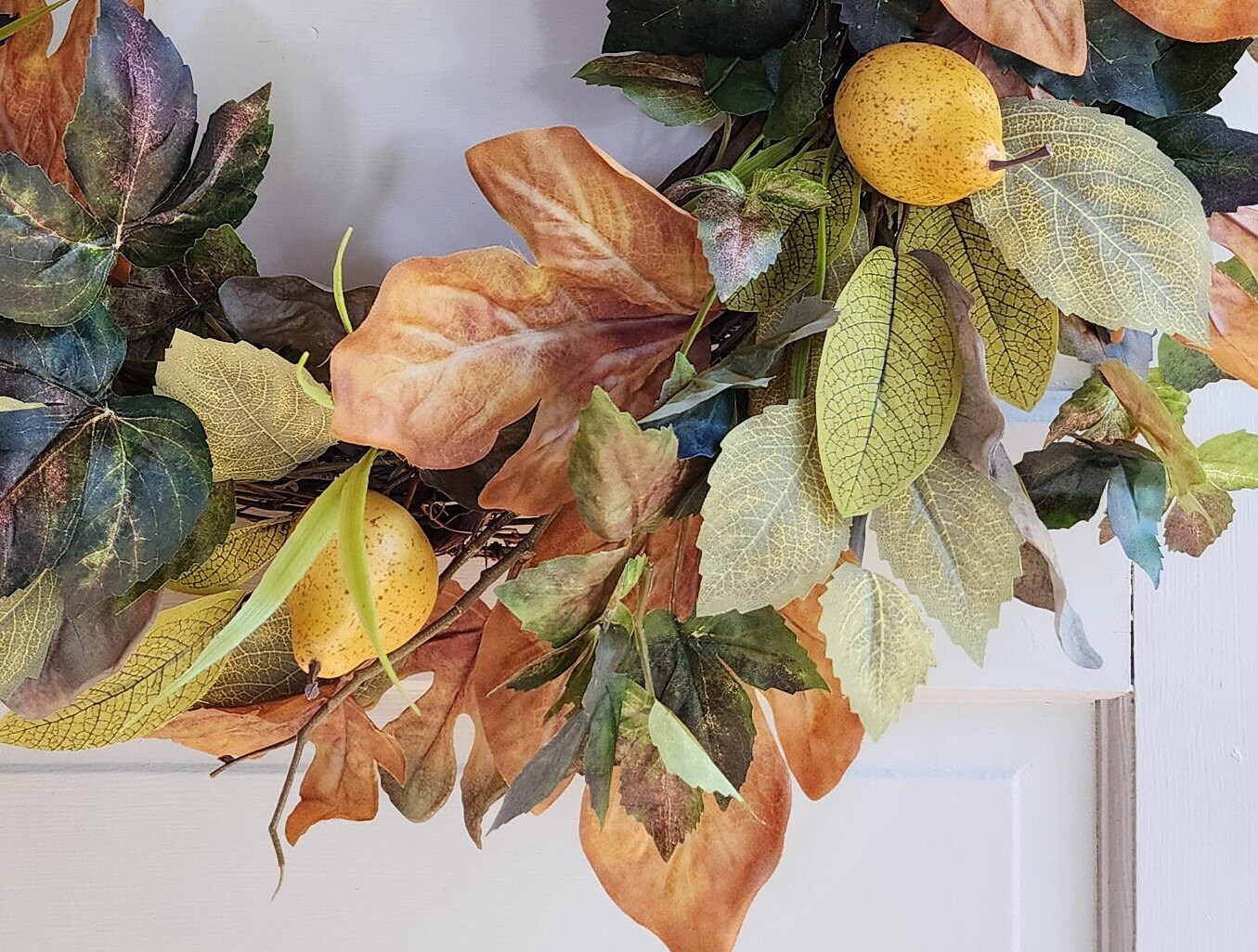 Front Door Autumn Pear Wreath, Farmhouse Fall Decor, Thanksgiving Gift ...