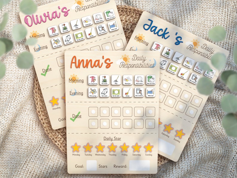 Daily Responsibilities Wooden Board Chore Chart, Christmas Gift Kids ...