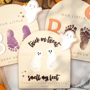 DIY Halloween Footprint Art, My Little Boo Sign, Halloween Kid Craft ...