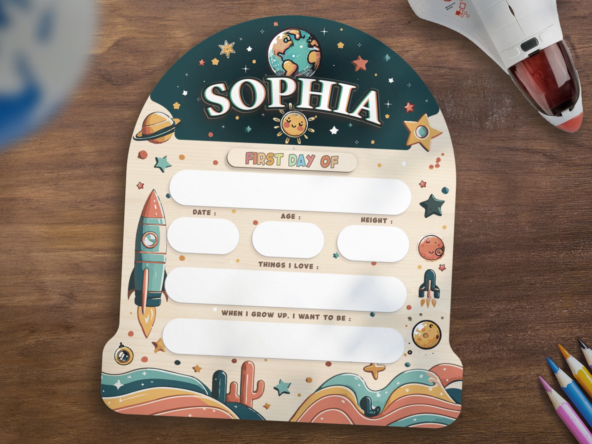 Personalized First Day of School Reusable Dry Erase Wood Sign, Custom ...