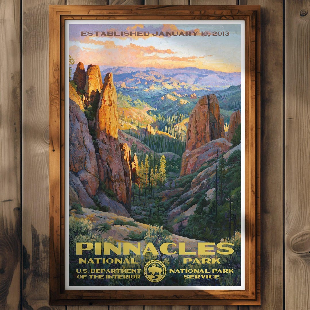Pinnacles National Park Poster, California Travel Print, Home Decor ...