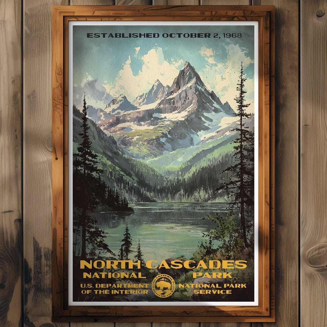 North Cascades National Park Poster, Washington Travel Print, Home ...