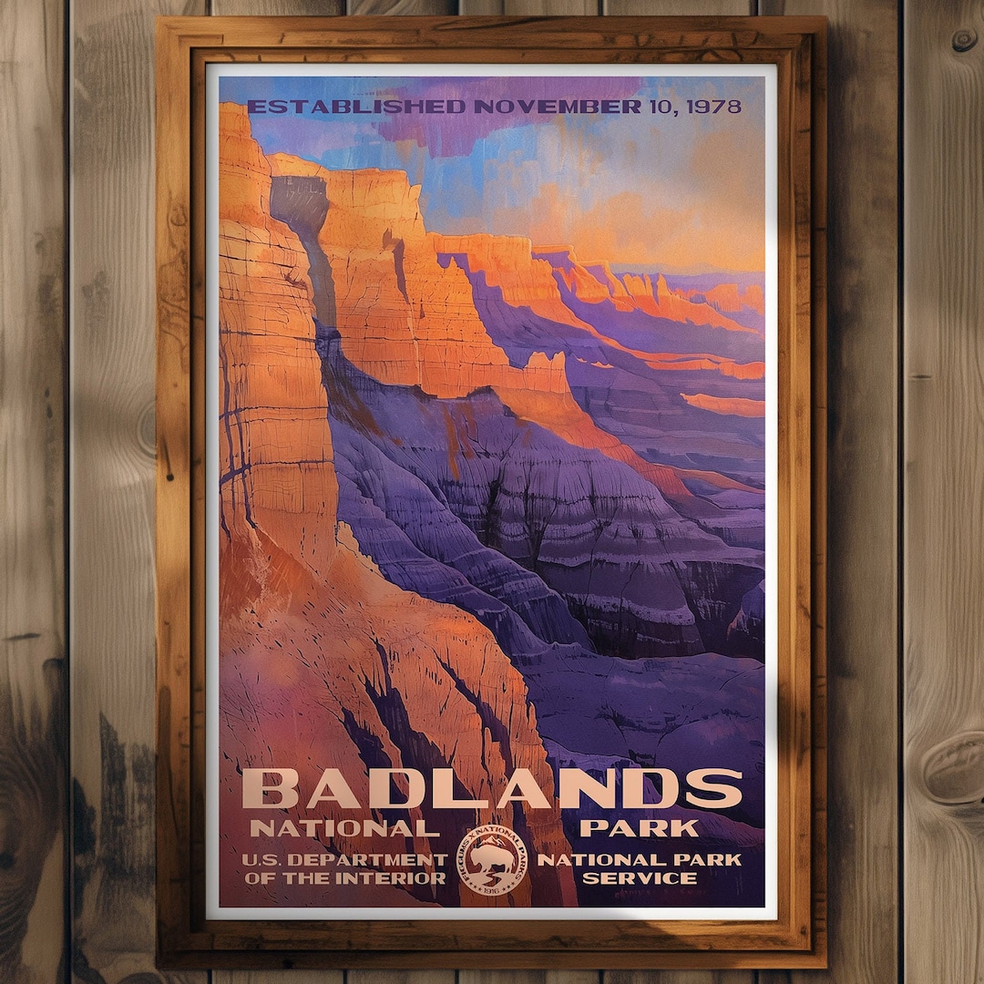 Badlands National Park Poster, Travel Print, Home Decor, Wall Art ...