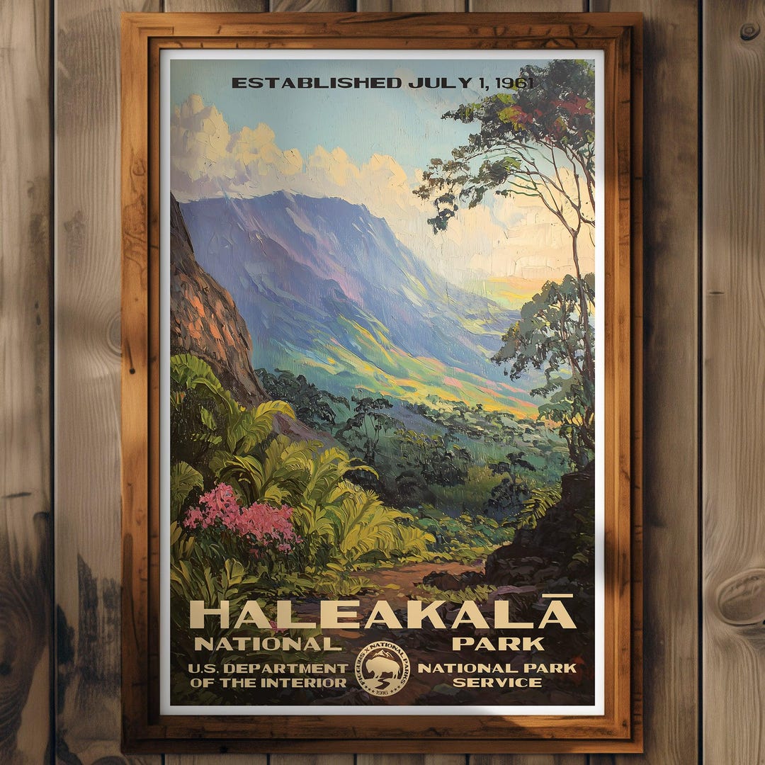 Haleakala National Park Poster, Hawaii Travel Print, Home Decor, Wall Art Painting, Hiking Gift ...