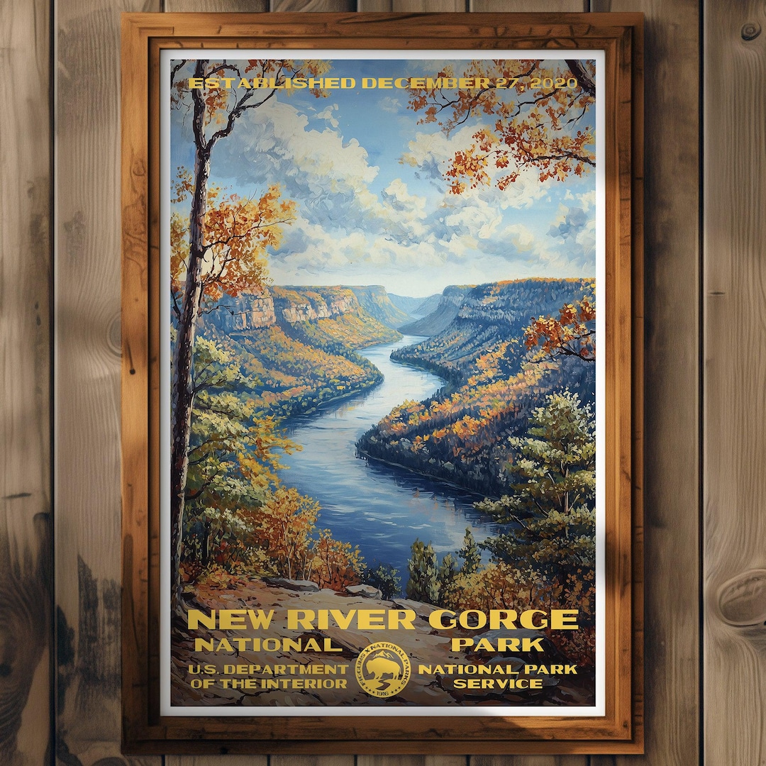 New River Gorge National Park Poster, West Virginia Travel Print, Home ...