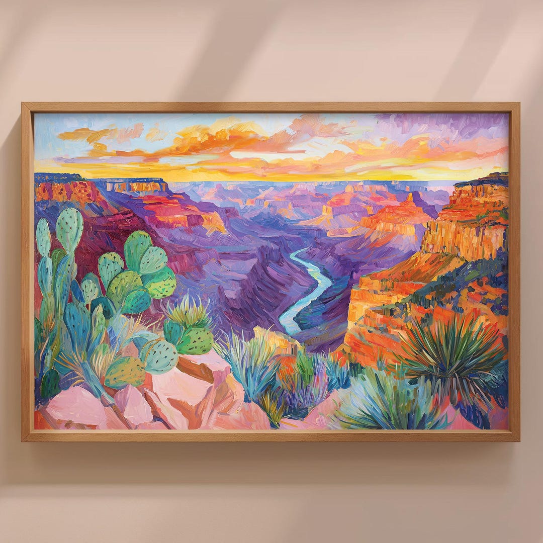 Grand Canyon Sunset Landscape Painting, Arizona Southwest Wall Art ...