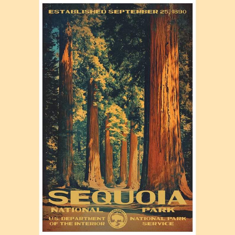 Sequoia National Park Poster, California Travel Print, Home Decor, Wall ...