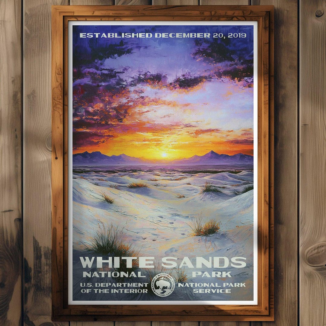 White Sands National Park Poster, New Mexico Travel Print, Home Decor ...