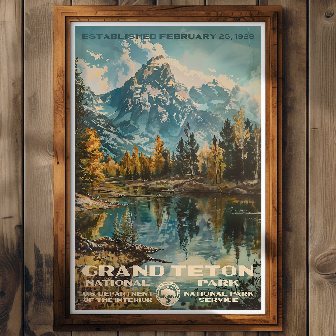 Grand Teton National Park Poster, Wyoming Travel Print, Home Decor ...