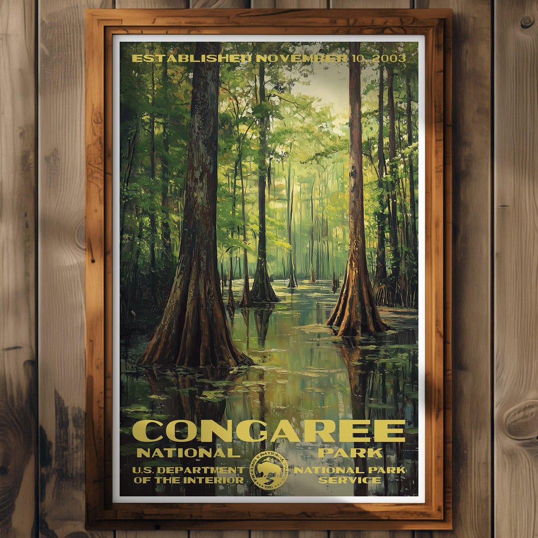 Congaree National Park Poster, South Carolina Travel Print, Home Decor ...