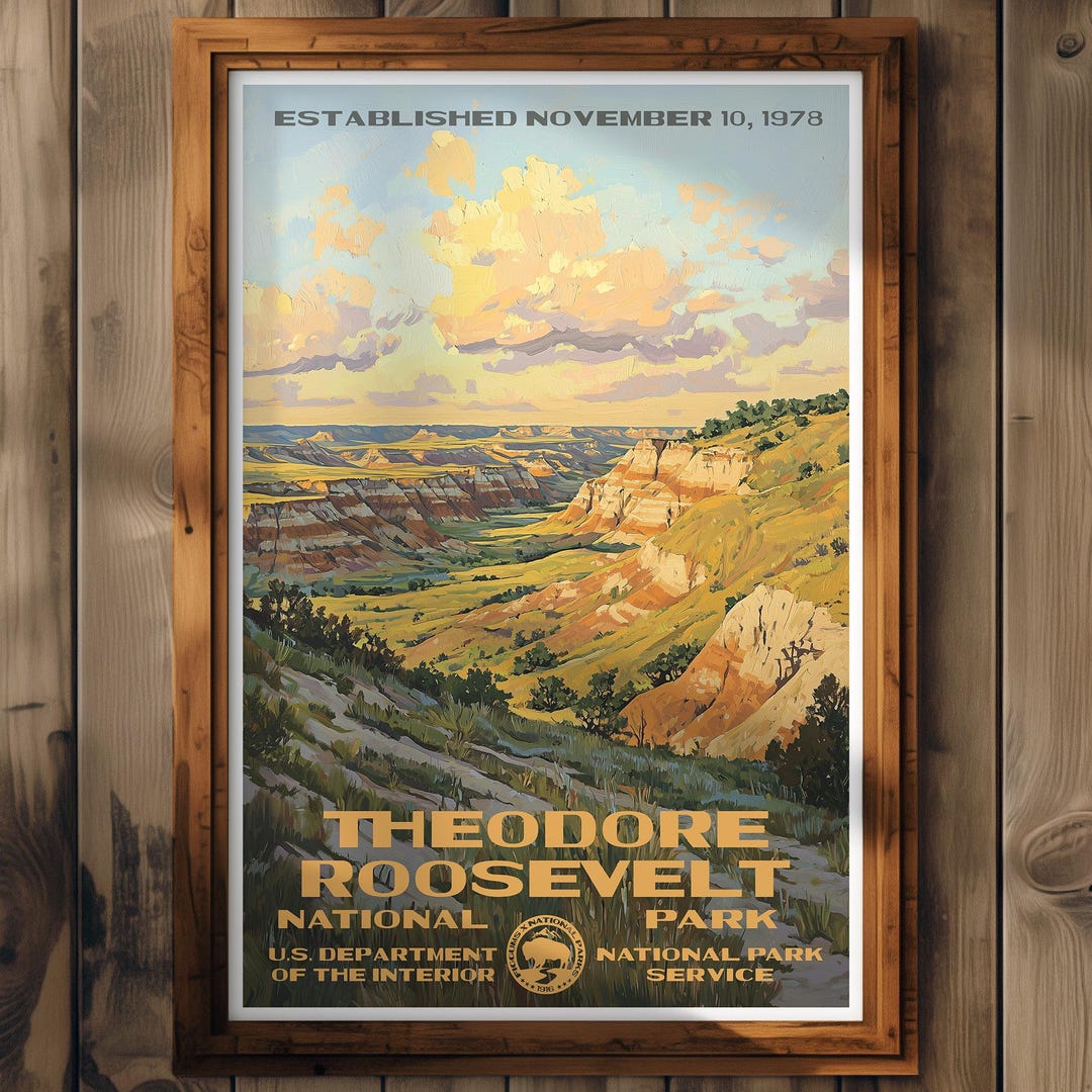 Theodore Roosevelt National Park Poster, North Dakota Travel Print ...