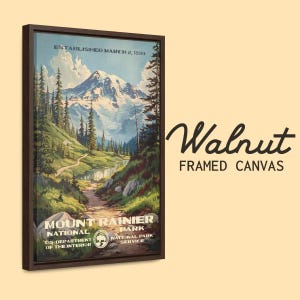 Mount Rainier National Park Poster, Washington Travel Print, Home Decor ...