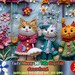 3D Cute Meow Tile Pattern Paper, Crochet and Knitted Style, Digital ...