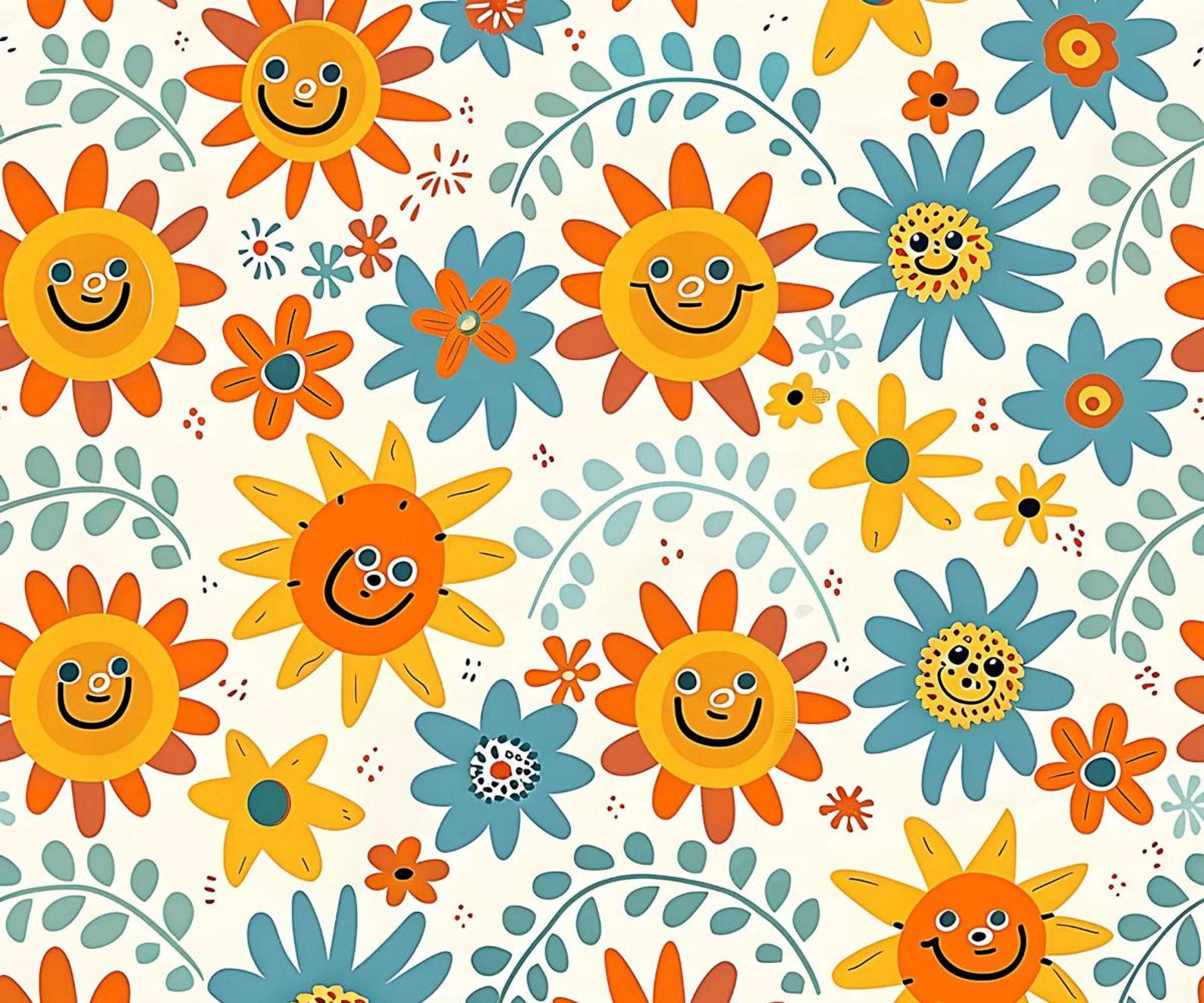 Retro Digital Papers,groovy Smiley Face Seamless Pattern,cute Smiley ...