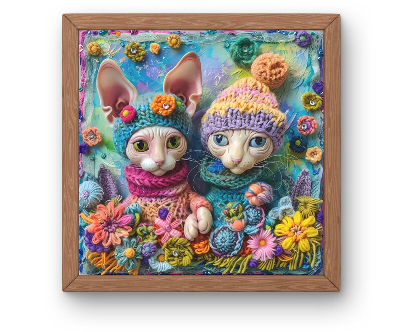 3D Cute Meow Tile Pattern Paper, Crochet and Knitted Style, Digital ...