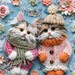 3D Cute Meow Tile Pattern Paper, Crochet and Knitted Style, Digital ...
