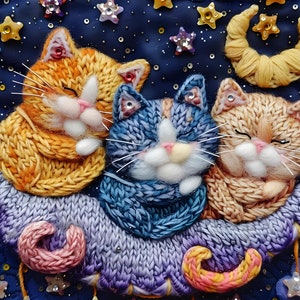 3D Cute Meow Tile Pattern Paper, Crochet and Knitted Style, Digital ...