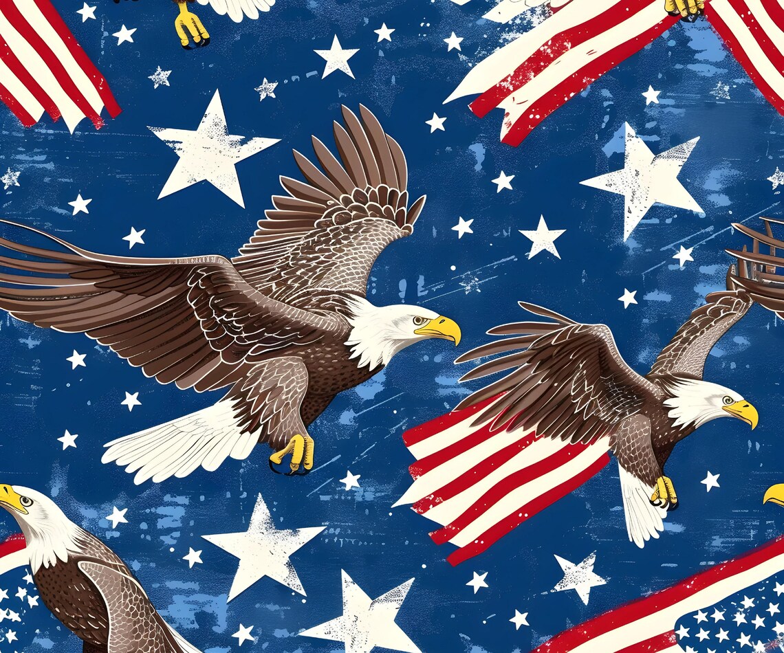 Red, White and Blue Digital Paper Set Seamless Patterns, Instant ...