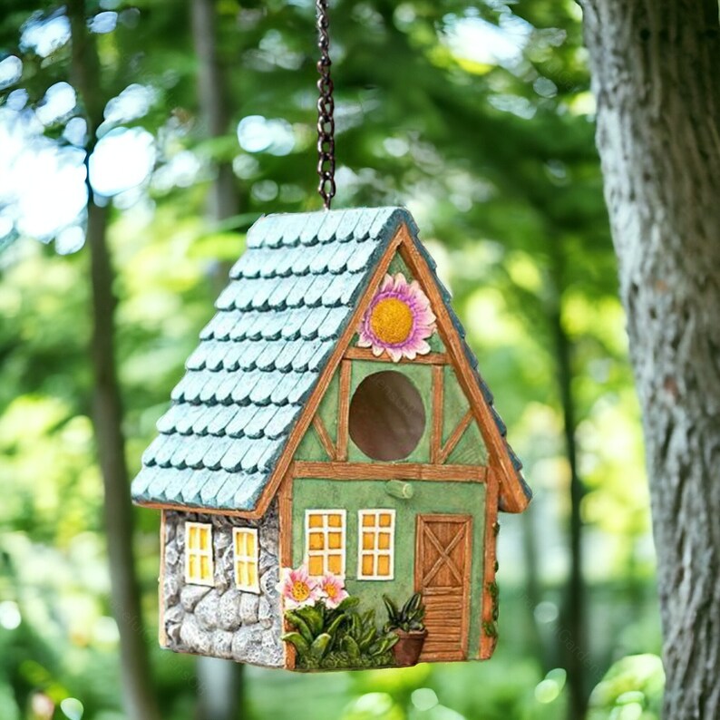 Colourful Resin Birdhouse Nesting Box, Bird Breeding Box, Hanging Bird ...