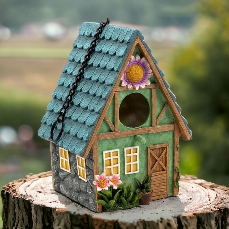 Colourful Resin Birdhouse Nesting Box, Bird Breeding Box, Hanging Bird ...