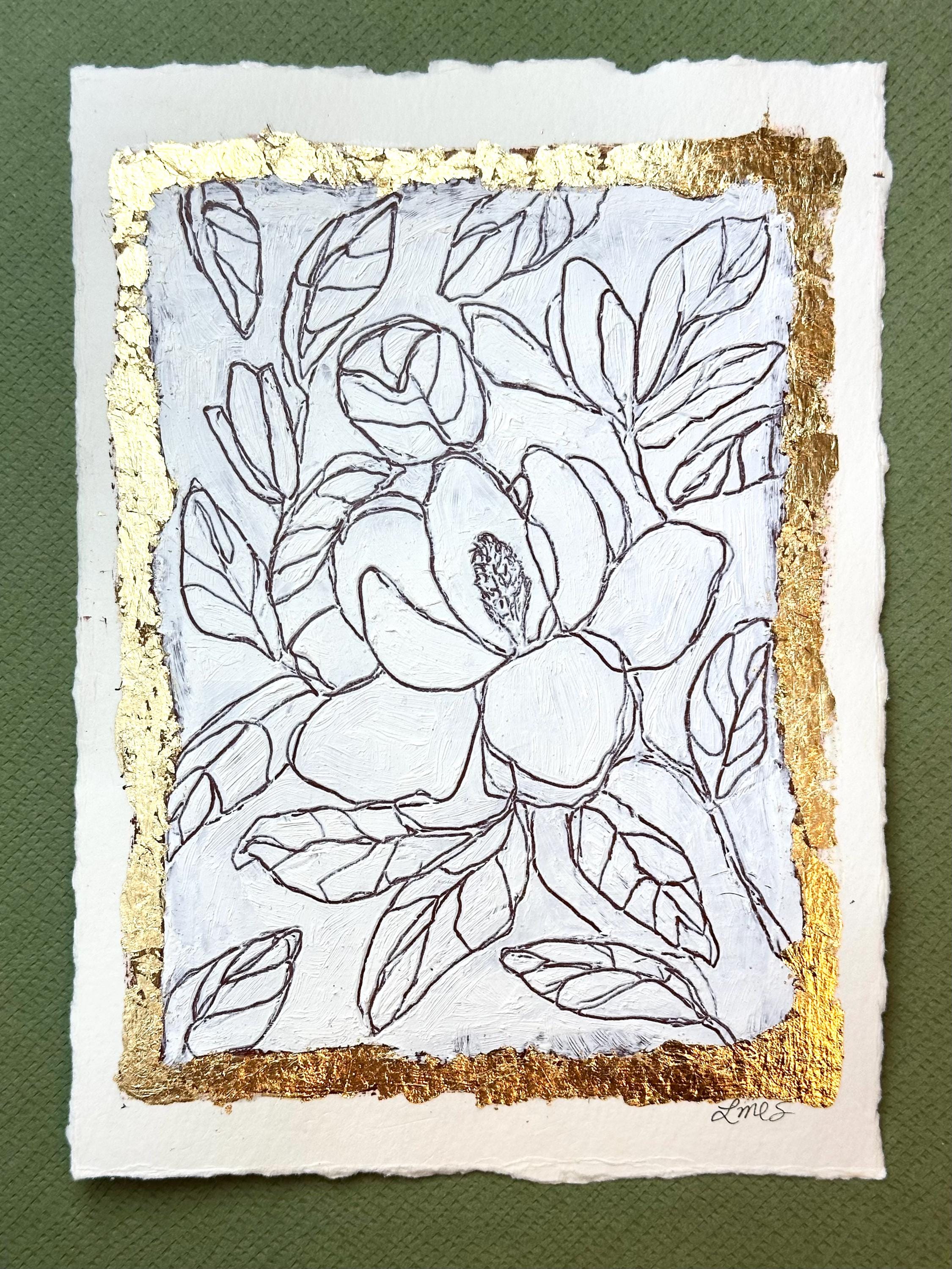 Original Oil Painting Magnolia Tree Blossom Illustration - Floral ...