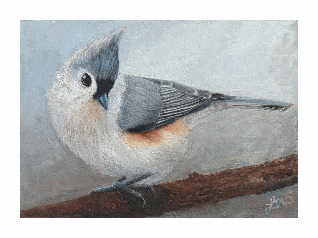 Original Oil Painting Titmouse Bird Art 5x7 Be Still and Know Bird ...
