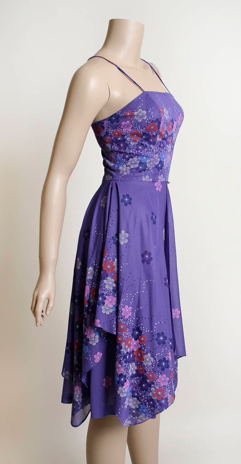 Vintage 1970s Dress Sheer Floral Print Sundress Lavender | Etsy