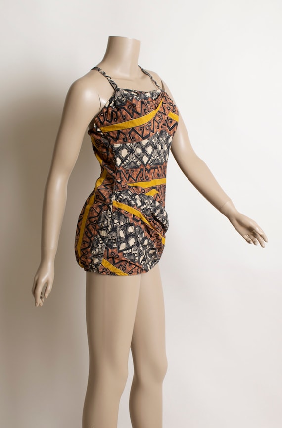 Vintage 1950s Bathing Suit - Rose Marie Reid Tiki Abs… - Gem