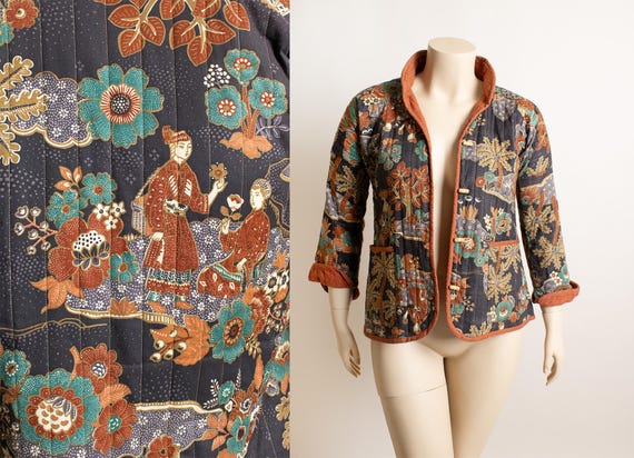 Vintage 1970s Quilted Jacket - 70s Fritzi Asian Japan… - Gem