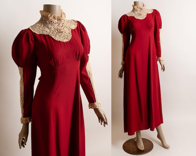 Vintage 1960s Maxi Dress - Maroon Burgundy Merlot Wine Floor Length ...