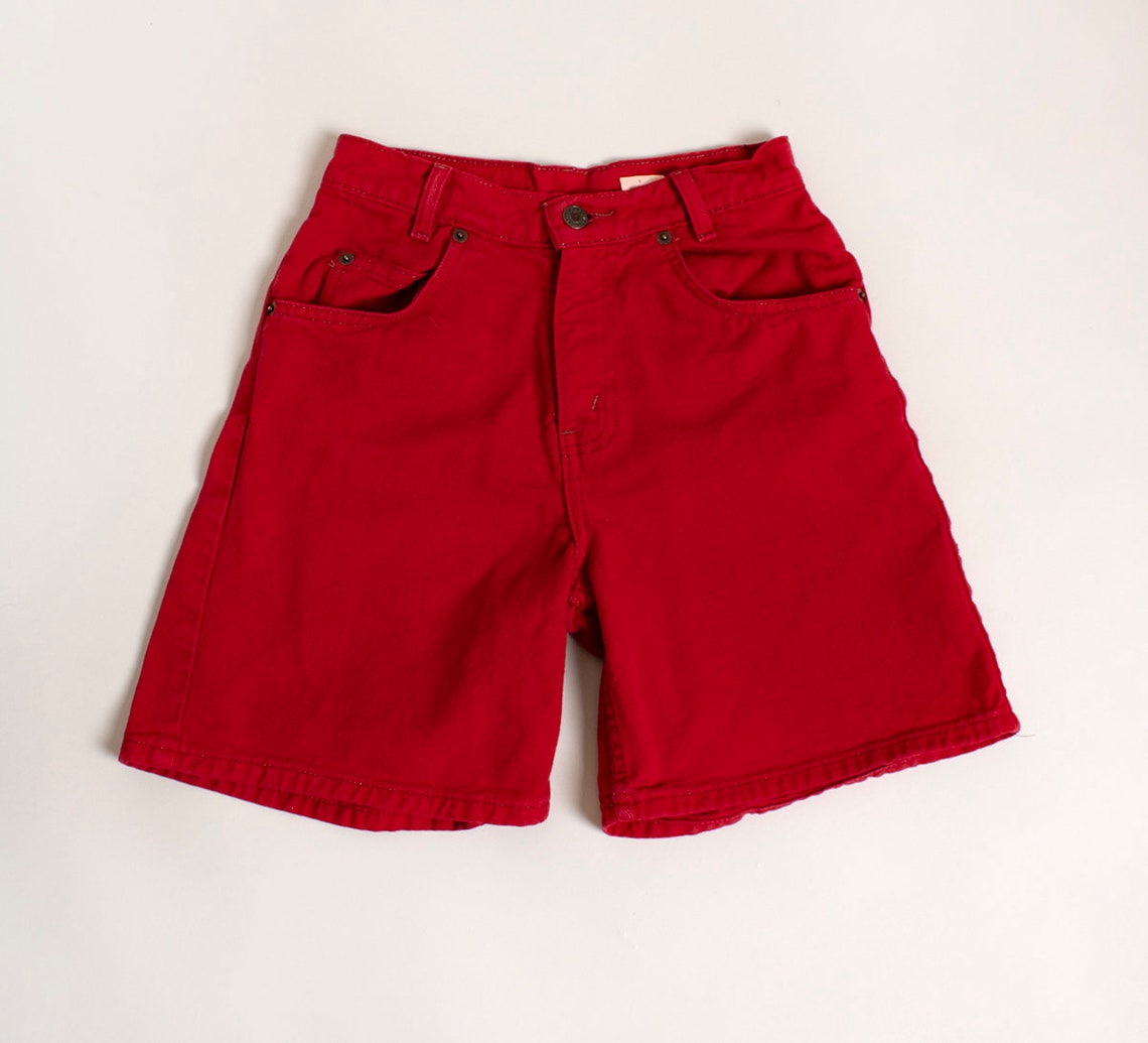 Vintage 80s Red Levi's Denim Shorts Cherry Red High - Etsy