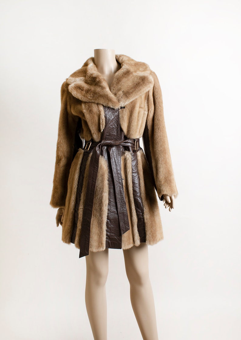 Vintage 1970s Faux Fur & Leather Coat Caramel Brown Soft - Etsy