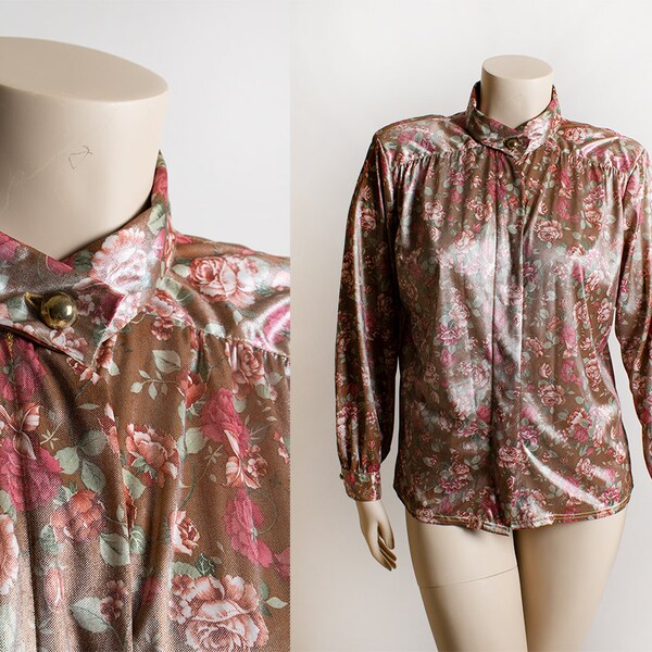 Rose Print Blouse - Etsy