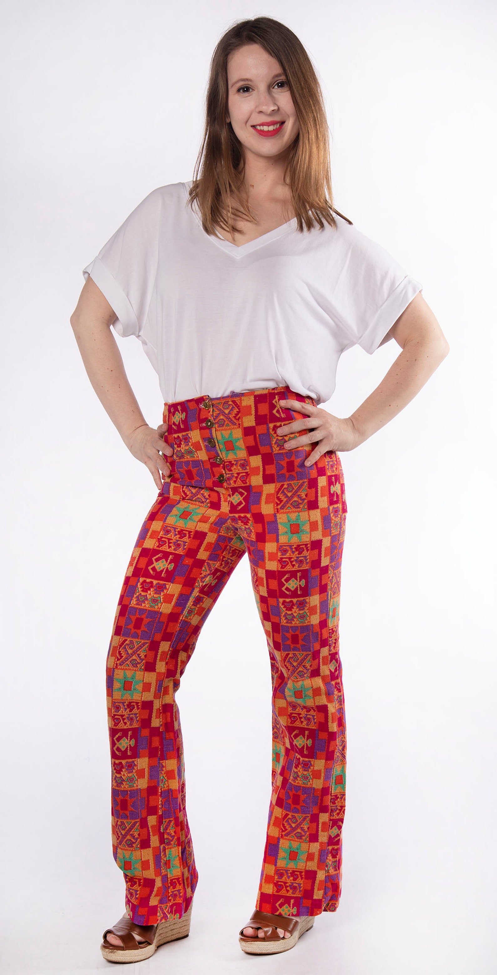 Vintage 1960s Pants Psychedelic Neon Colorful Ethnic | Etsy