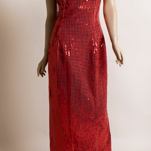 Vintage 1980s Fully Sequined Maxi Gown Cherry Red Flashy Jessica Rabbit ...