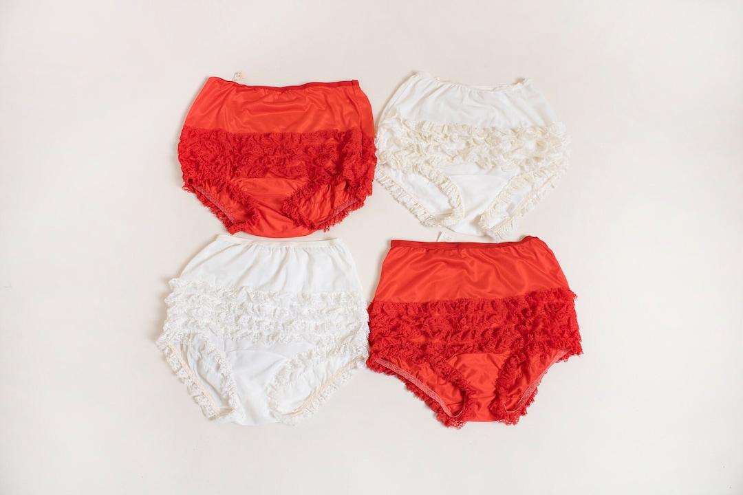 Vintage Lace Bloomer Panties by Partners Please - Red & White Ruffle ...