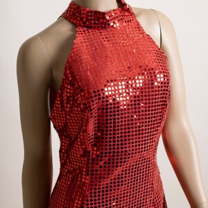 Vintage 1980s Fully Sequined Maxi Gown Cherry Red Flashy Jessica Rabbit ...