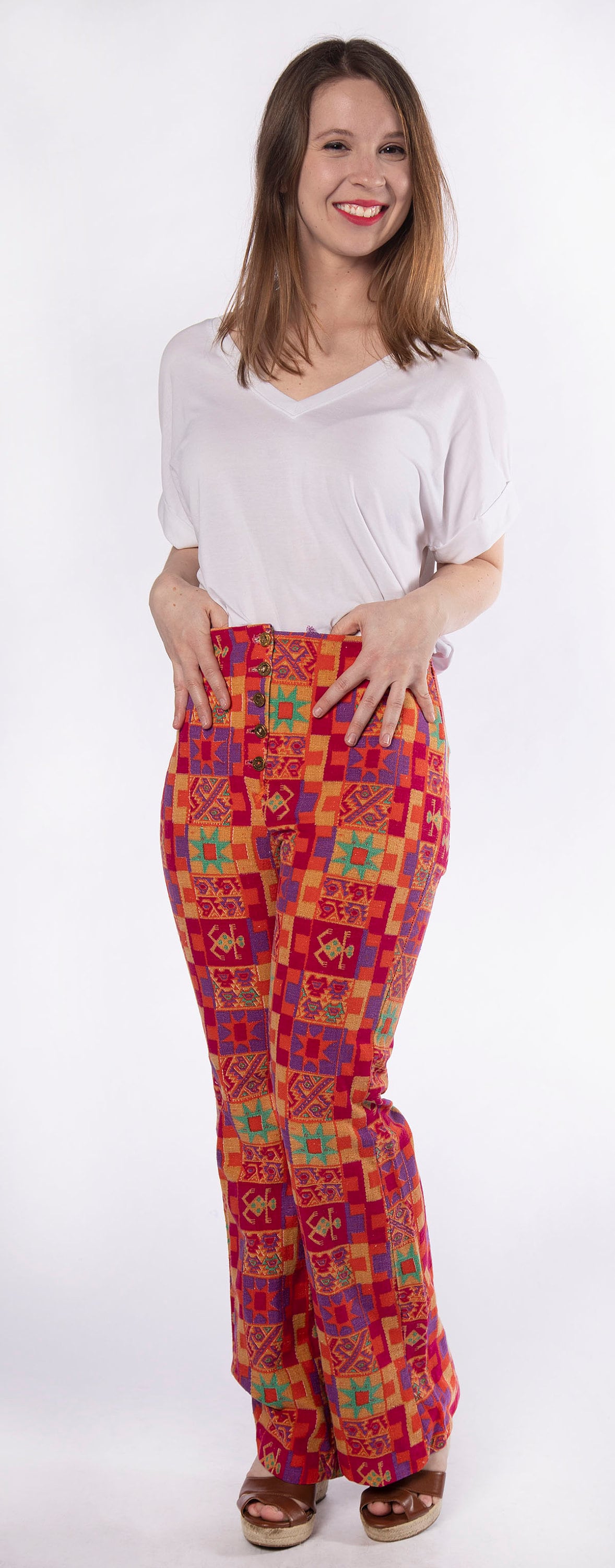 Vintage 1960s Pants Psychedelic Neon Colorful Ethnic | Etsy