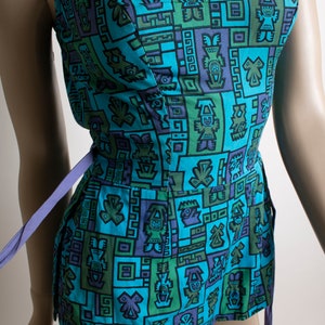 1950s Bathing Suit by Petti - Aztec Tiki Skirted Swimwear Swim Teal ...