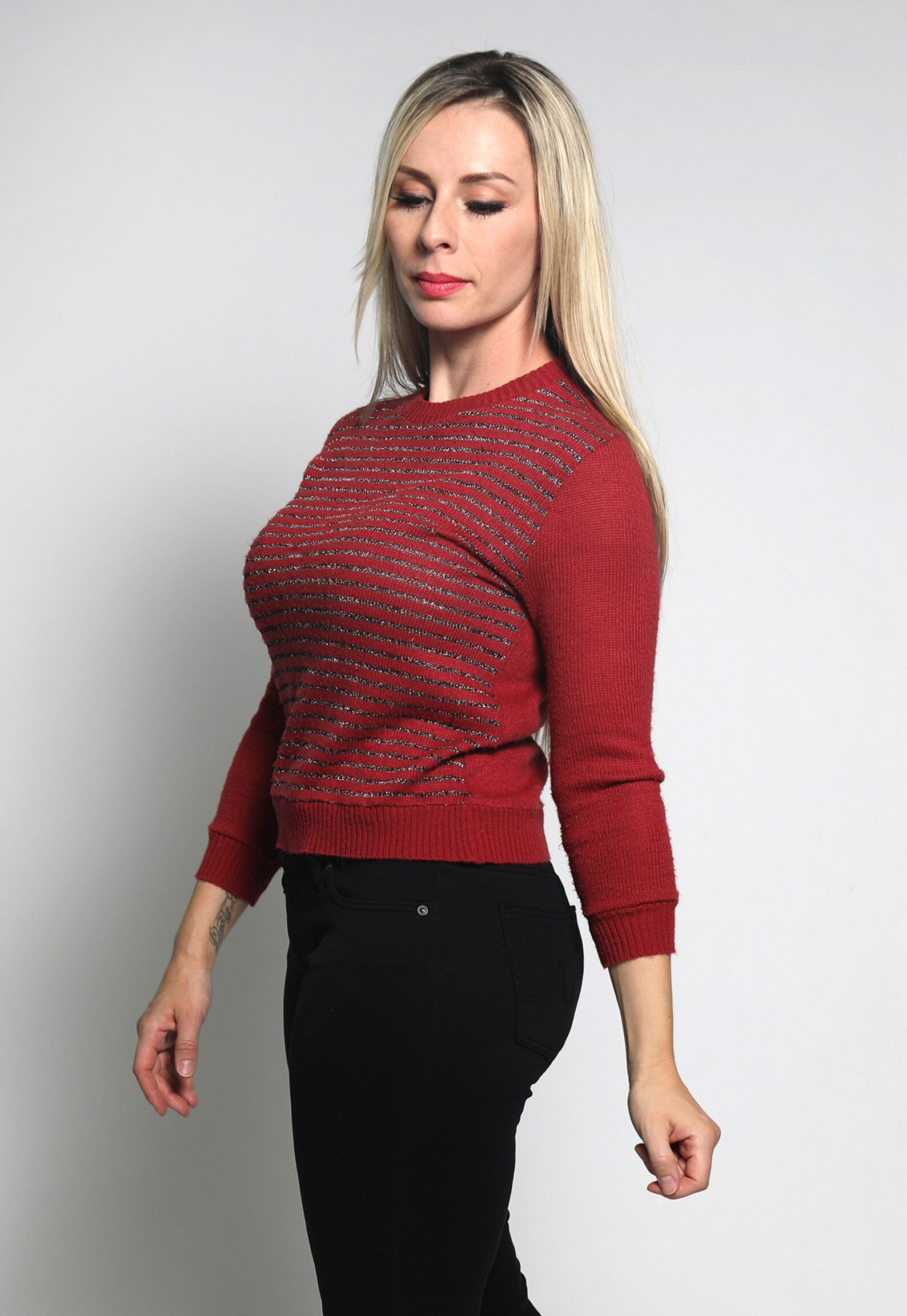 Vintage 1970s Sweater Maroon Sparkly Striped Disco Sweater - Etsy