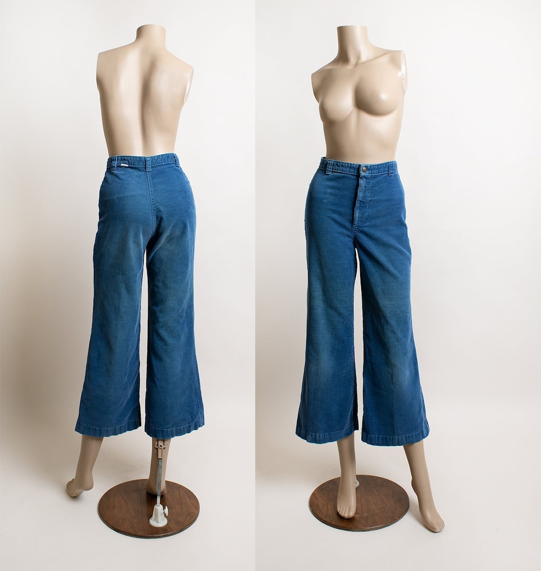Vintage 1970s Blue Corduroy Pants Dittos Flare Leg High Waist 70s ...