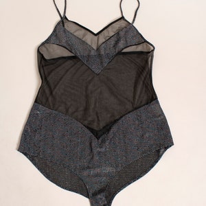 Vintage Sheer Bodysuit Silver Rainbow Lurex Sparkly See - Etsy