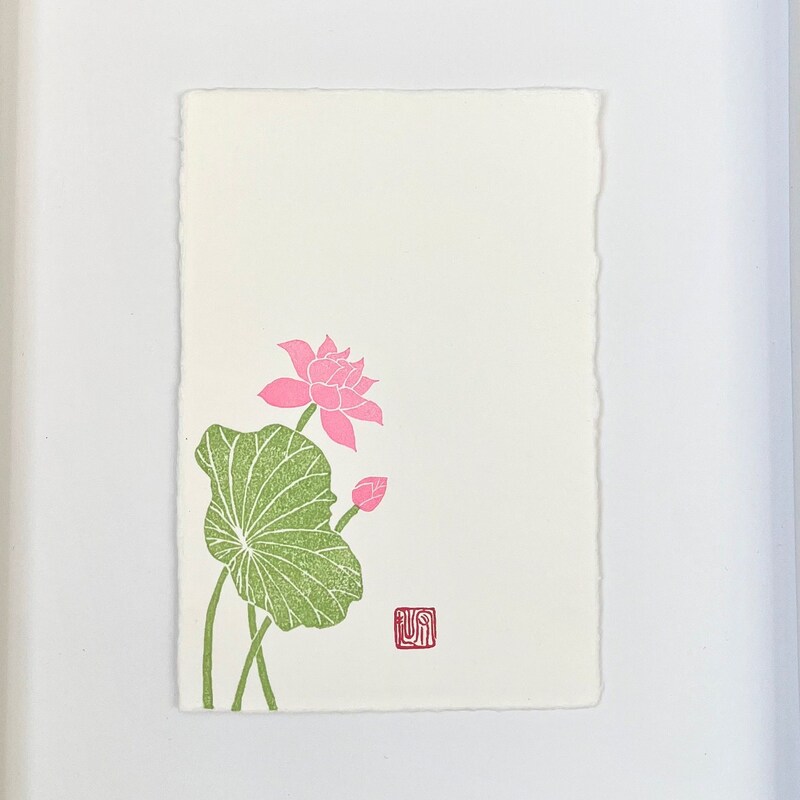 Lotus Linocut - Etsy