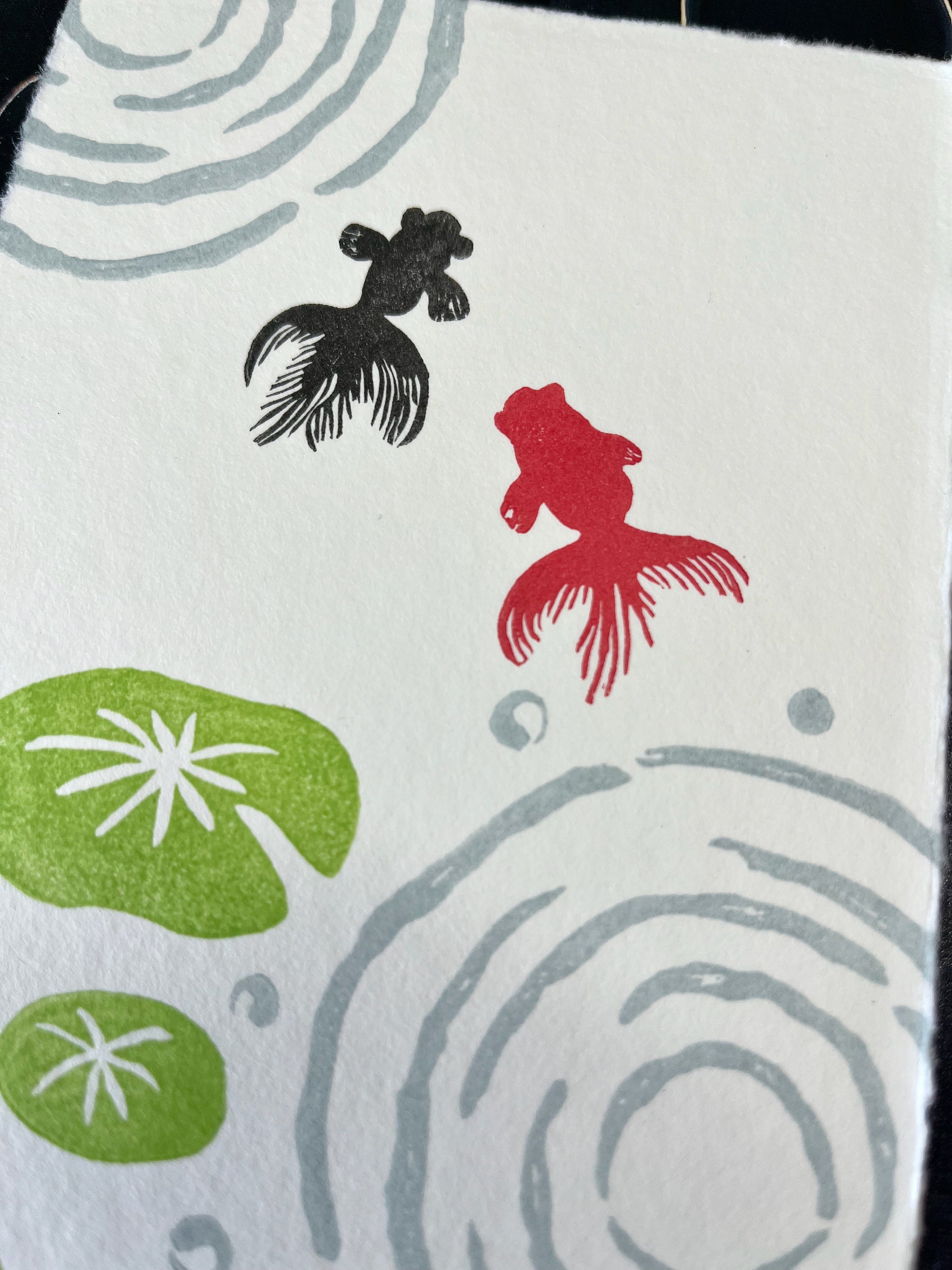Hand-printed Goldfish Block Print: Japanese Art on Washi Paper - Etsy