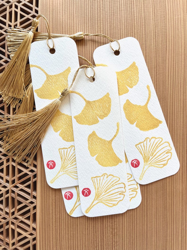Ginkgo Leaf Bookmark | 銀杏 | Hand Carved | Hand Printed | Original Art ...